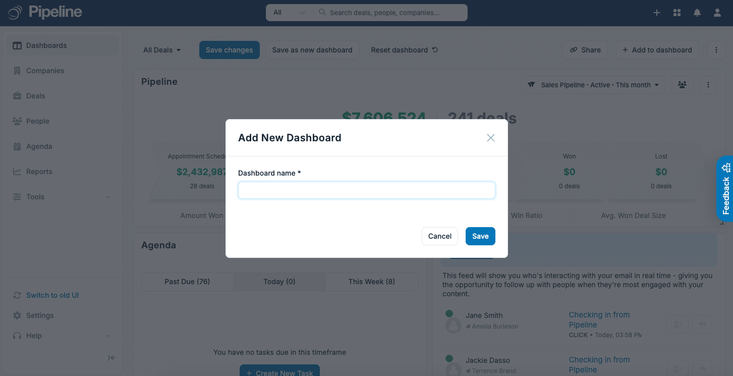 How to Customize CRM Dashboard on Pipeline CRM